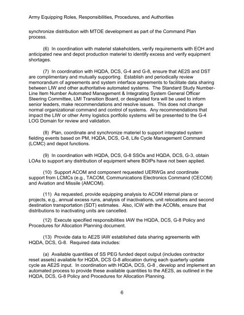 Army Equipping Roles, Res