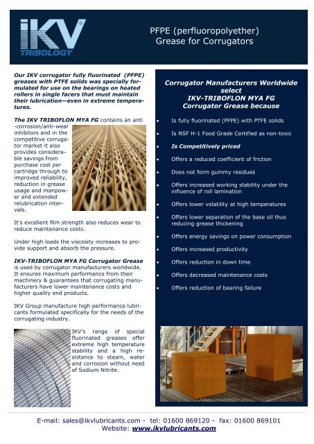 PFPE (perfluoropolyether) Grease for Corrugators