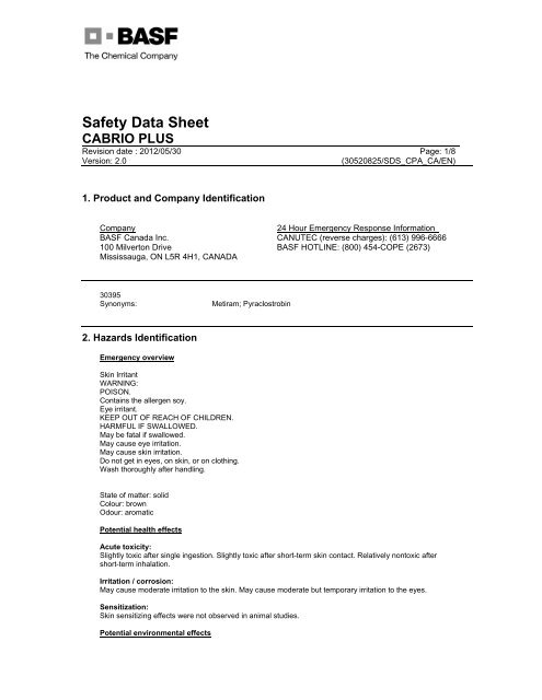 MSDS - BASF Canada