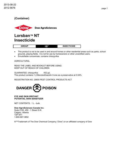 Lorsban NT label english.pdf - Bartlett.ca