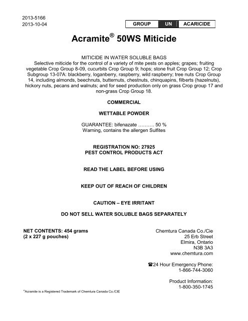 Acramite 50WS Label english.pdf - Bartlett.ca