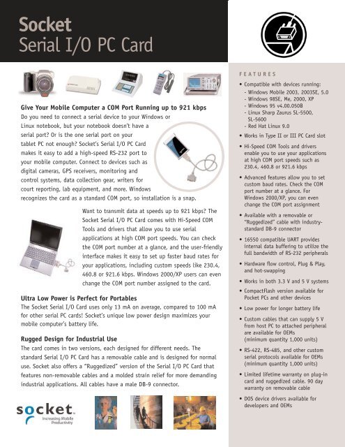 Socket Serial I/O PC Card datasheet