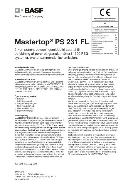 Mastertop® PS 231 FL - Basf