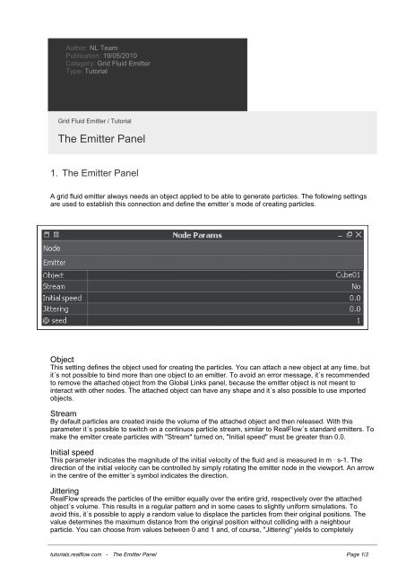 The Emitter Panel - RealFlow Tutorials.