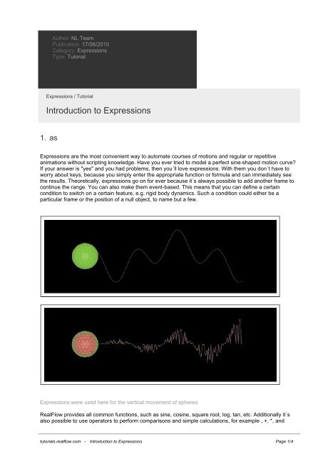 Introduction to Expressions - RealFlow Tutorials.