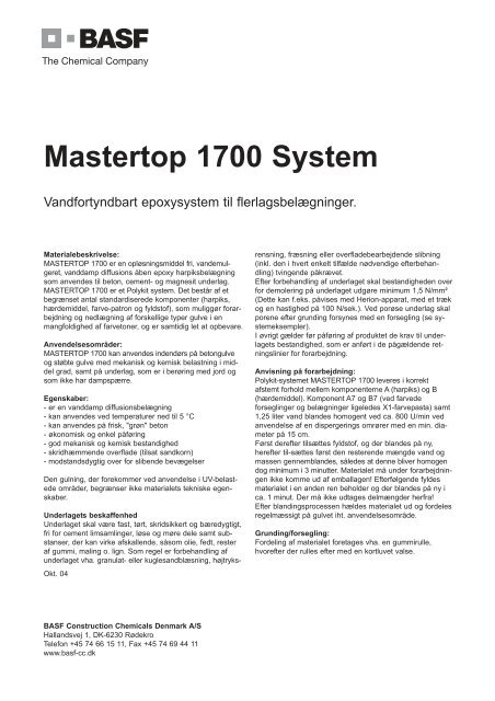 Mastertop 1700 system:Mastertop 1700 serien.qxd.qxd - Basf