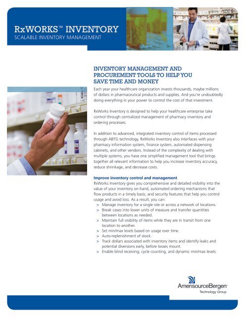 RxWORKS™ INVENTORY - AmerisourceBergen - Drug Corporation