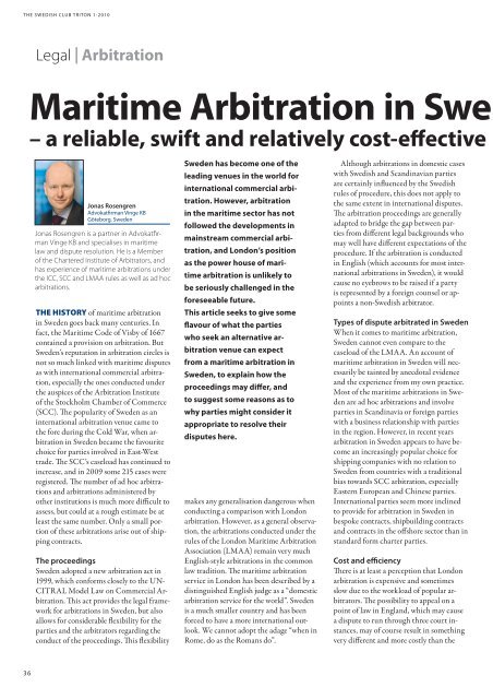 Maritime Arbitration in Sweden The Swedish Club Triton 1 ... - Vinge
