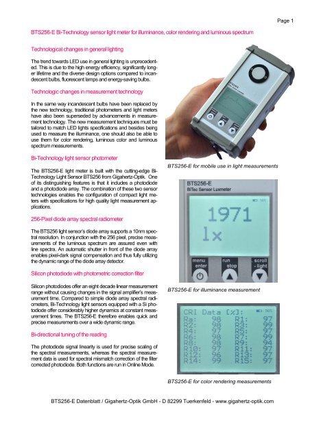 Download the BTS256-E LED-Luxmeter Technical Data Sheet pdf file