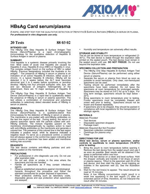 HBsAg Card serum/plasma