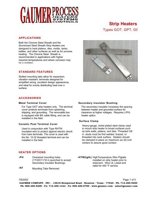 Gaumer Strip Heaters - Type GS (5 pages, 0.1MB)