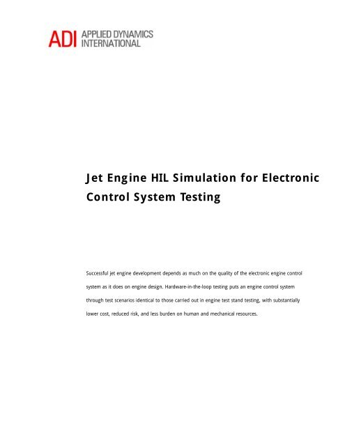 Jet Engine HIL Simulation for Electronic Control System Testing - ADI