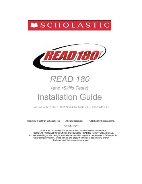READ 180 Installation Guide - Scholastic Education Product Support