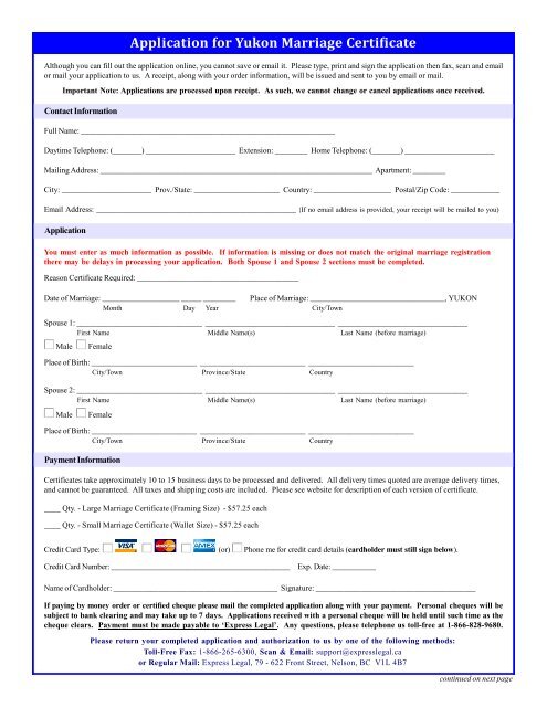 Marriage Certificate Re Form VitalCertificates ca