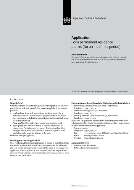 Application For a permanent residence permit - Rijksdienst ...