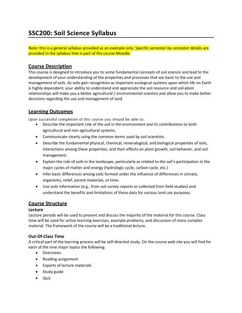 SSC200: Soil Science Syllabus - DELTA - North Carolina State ...