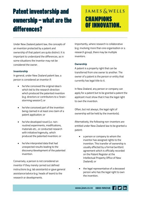 Patent inventorship and ownership – what are the differences?