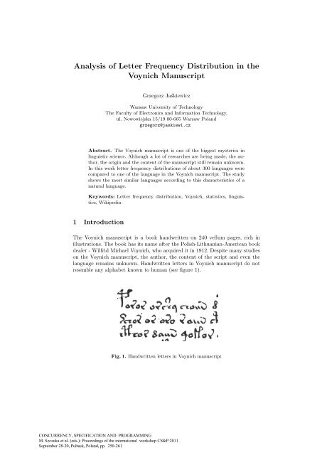 Analysis of Letter Frequency Distribution in the ... - CS&P 2011