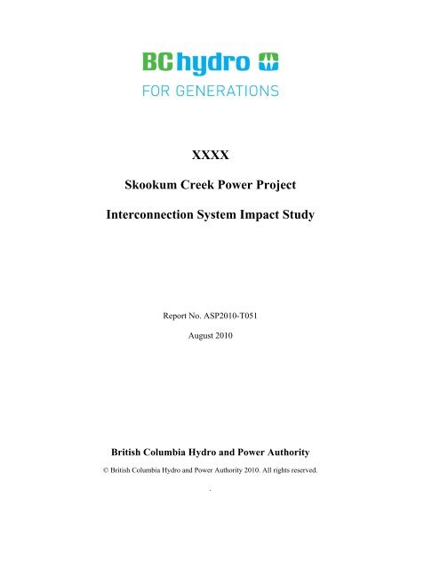 Skookum System Impact Study Report - BC Hydro - Transmission