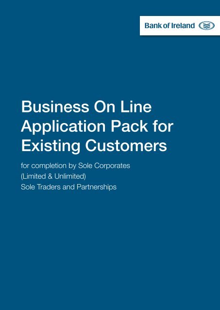 Business On Line Application Pack for Existing ... - Business Banking