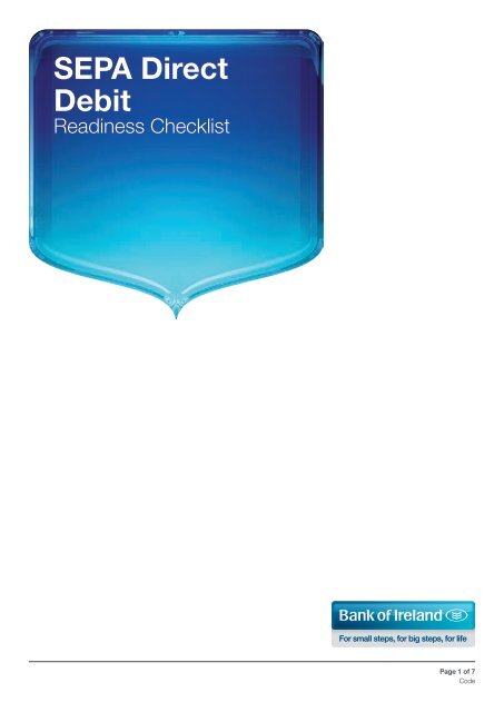 SEPA Direct Debit Checklist (PDF - Business Banking - Bank of Ireland