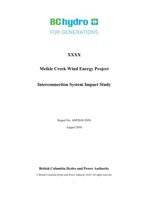 Meikle Wind System Impact Study Report - BC Hydro - Transmission