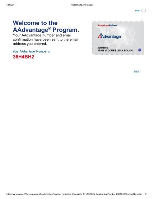 Welcome to the AAdvantage Program.