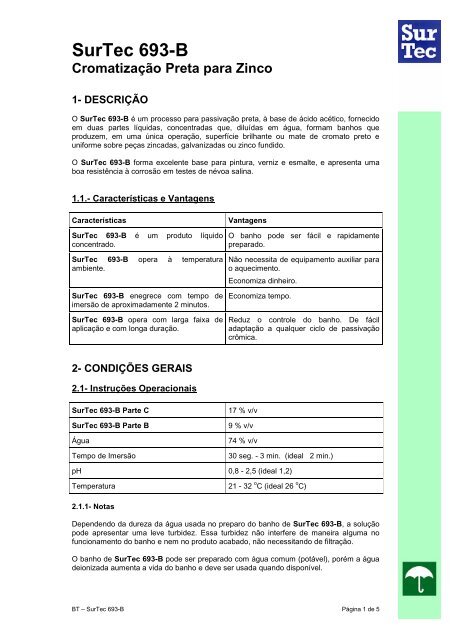 SurTec 693-B - Surtec do Brasil