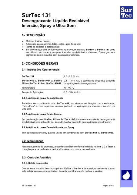 SurTec 131 - Surtec do Brasil