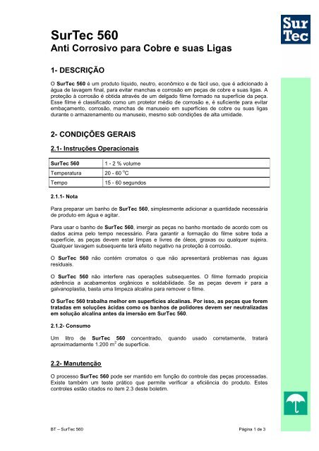 SurTec 560 - Surtec do Brasil