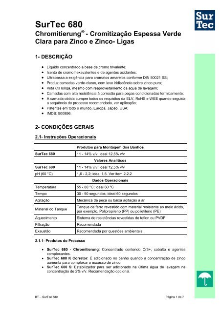 SurTec 680 â Chromitierungâ - Surtec do Brasil