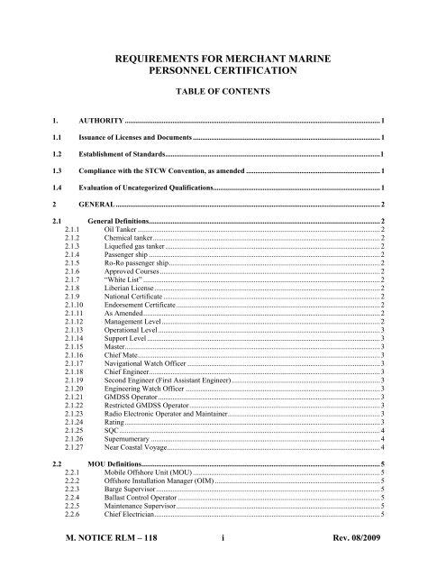 requirements for merchant marine personnel certification - liscr