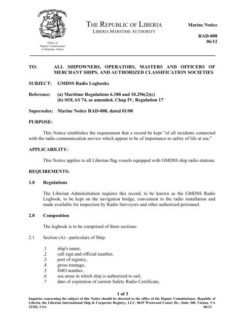 GMDSS Radio Logbooks - liscr