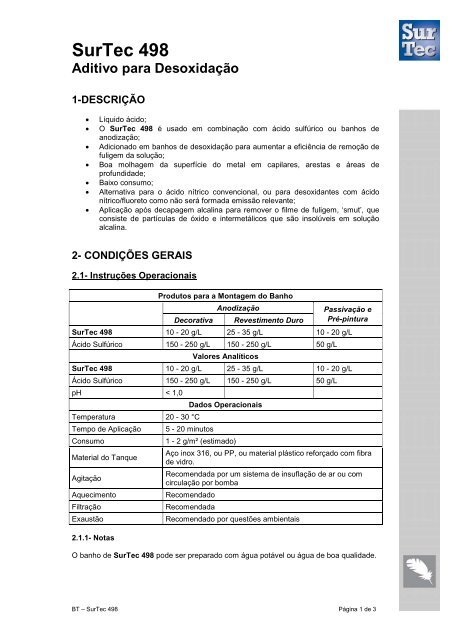 SurTec 498 - Surtec do Brasil
