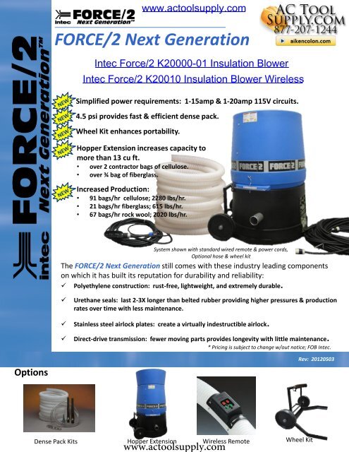 Intec Force 2 K20010 Datasheet - Actoolsupply.com