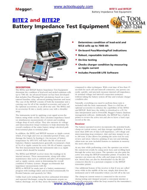 Megger BITE 2 Datasheet - Actoolsupply.com