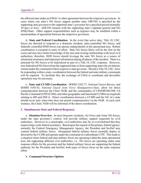 APPENDIX E JOINT TASK FOR