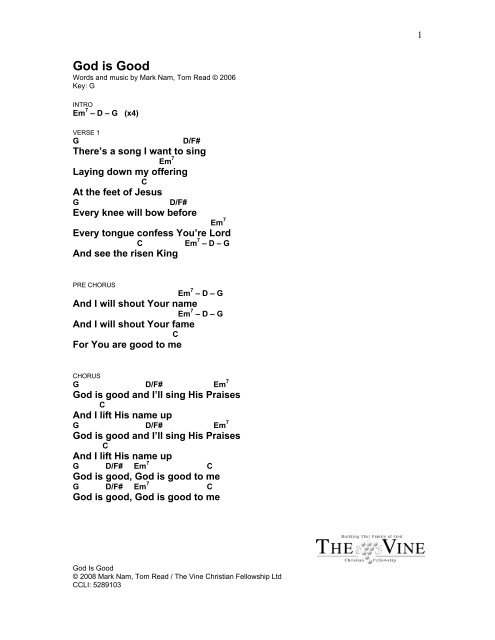 God Is Good Guitar Chords