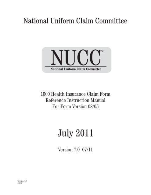 NUCC Claim Form Manual Version 7.0 - Tricare