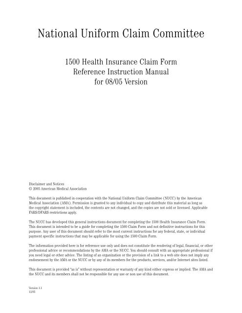 Claim Form Manual - Medical Billing Codes