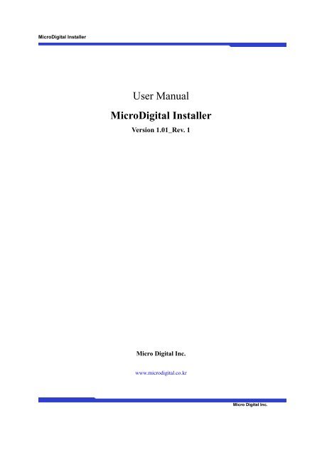 User Manual MicroDigital Installer