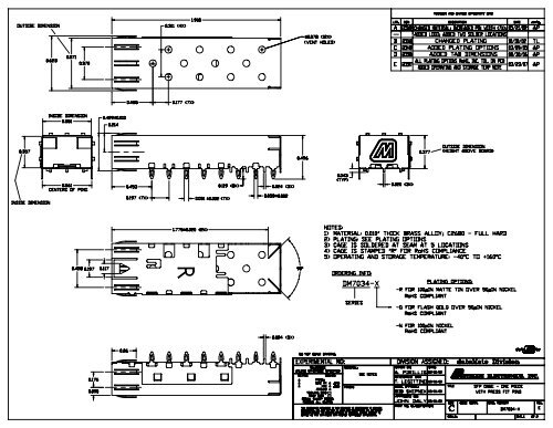 SFP One-Port Cage Press Fit Engineer Drawing