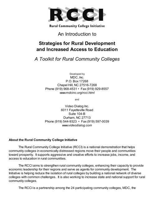 An Introduction to Strategies for Rural Development and ... - MDC