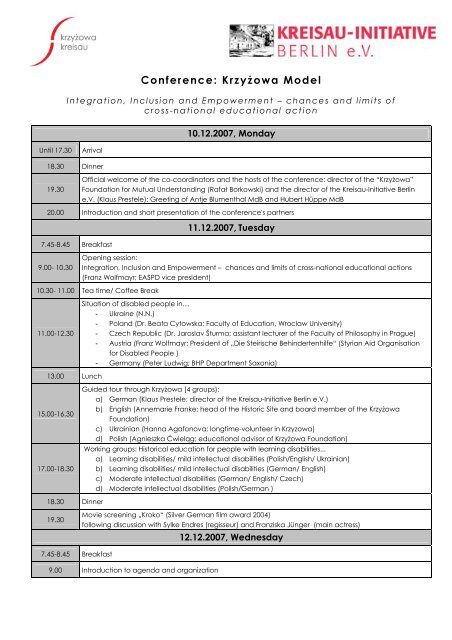 Detailed conference program
