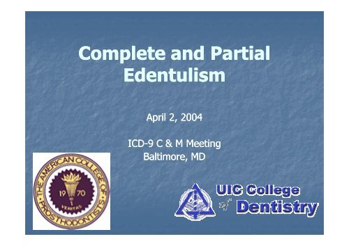 Complete and Partial Edentulism