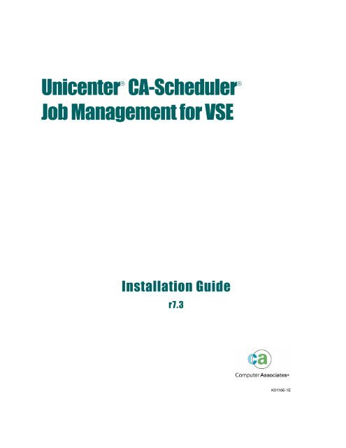 Unicenter CA-Scheduler Job Management for VSE Installation Guide