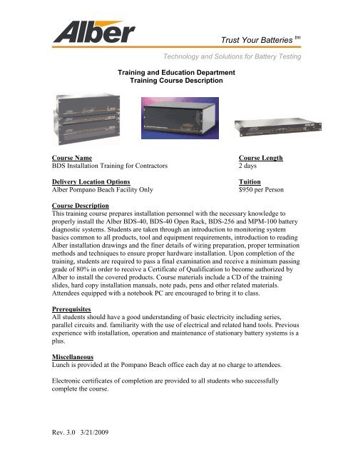 Course Description - Alber