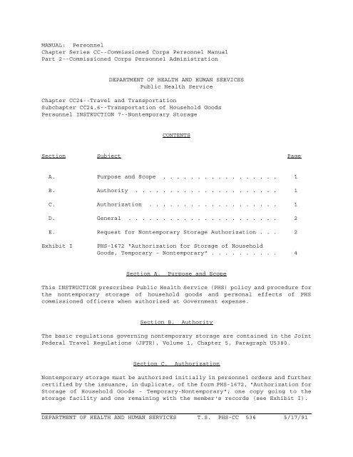 Non-Temporary Storage - Commissioned Corps Management ...