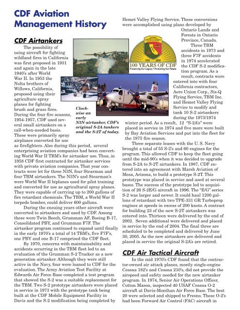 CDF Aviation Management History - Cal Fire