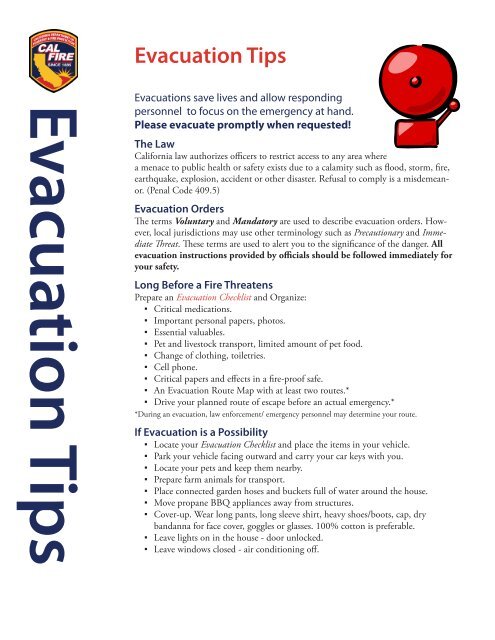 Evacuation Tips - Cal Fire
